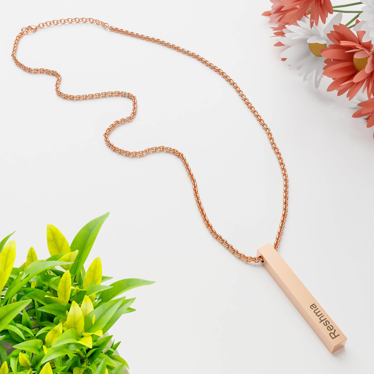 Buy Printshoppy Custom Text Rose Gold Cuboid Chains