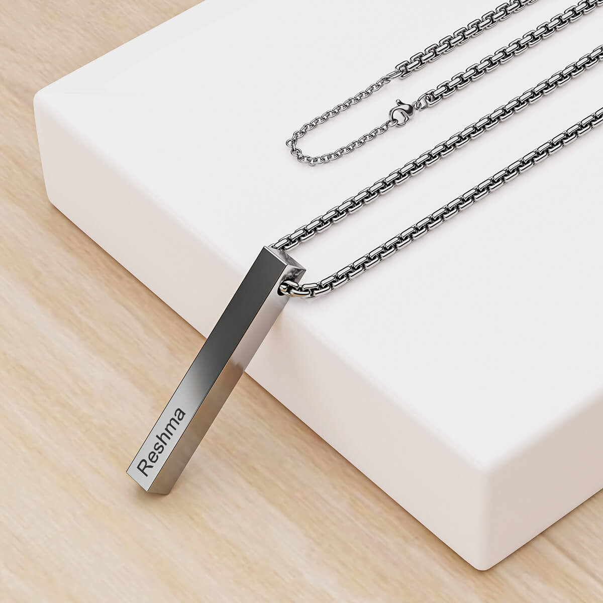 Buy Printshoppy Custom Text Silver Cuboid Chains