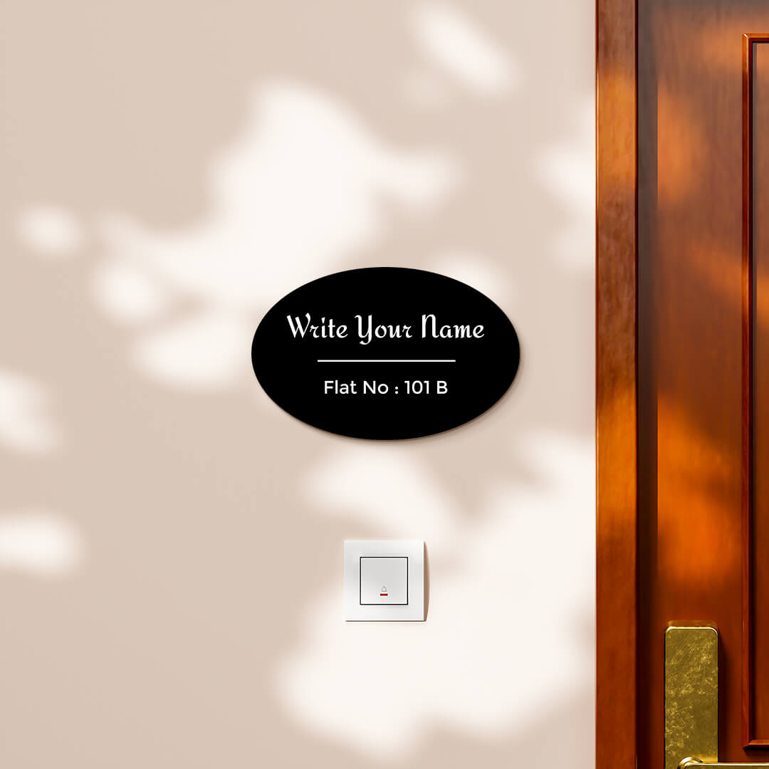 Buy Simple Elliptical Design Black Color Nameplate at our online store ...