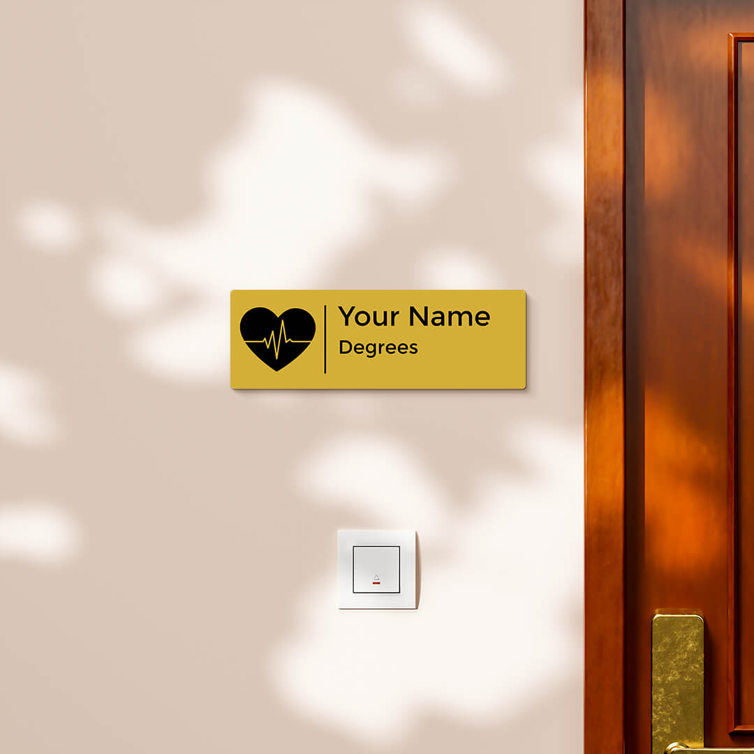 Buy Beating Heart Design Gold Color Nameplate