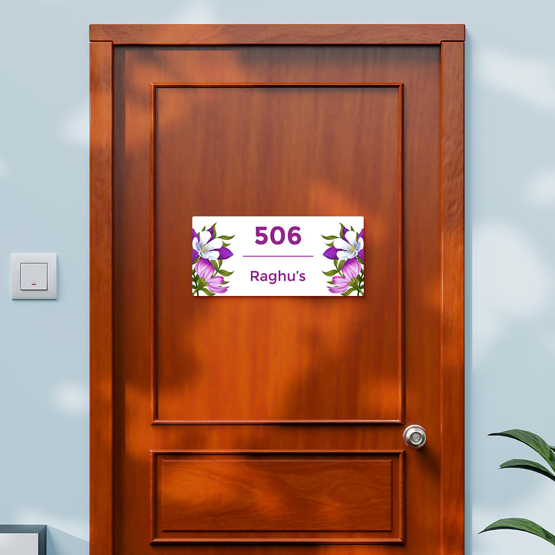 Buy Dual Blooming Flowers Design Glossy Nameplate at our online store ...